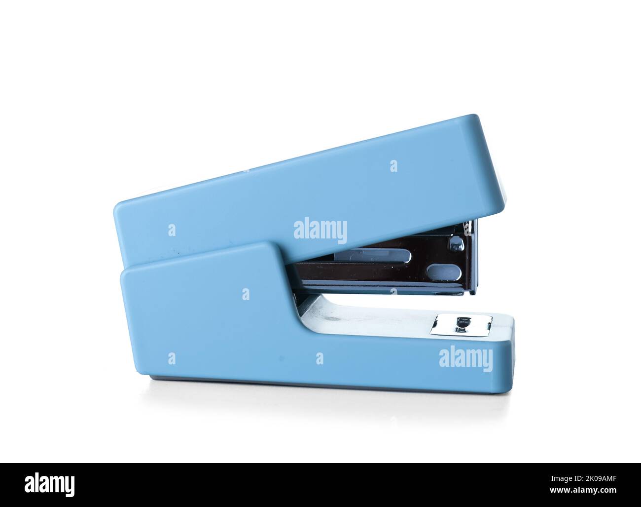 Modern blue stapler on white background Stock Photo - Alamy