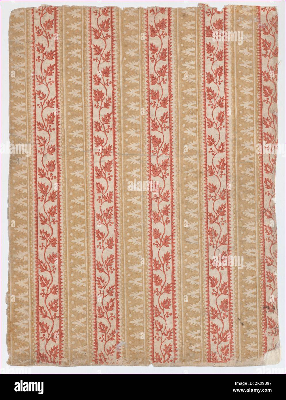 Sheet with five borders with abstract and floral designs, 19th century ...