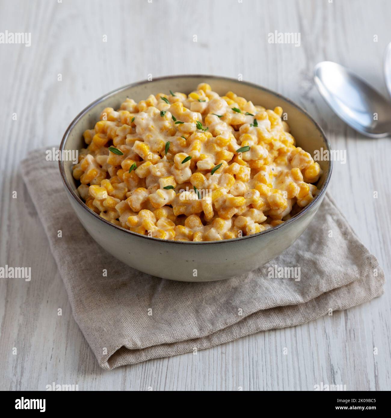 Homemade Slow Cooker Creamed Corn in a Bowl, side view Stock Photo - Alamy