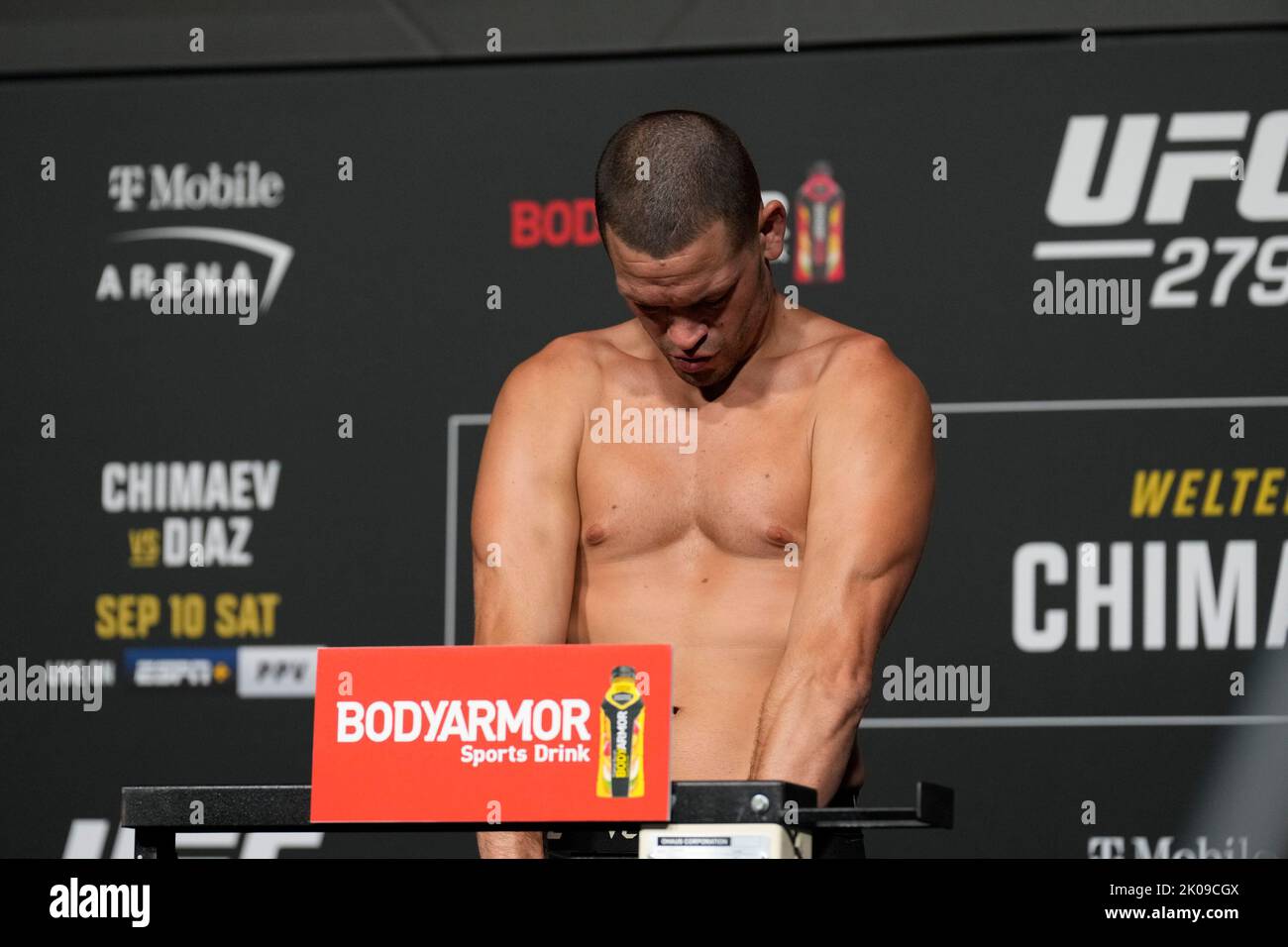 LAS VEGAS, NV - September 9: Nate Diaz on stage while the madness was ...