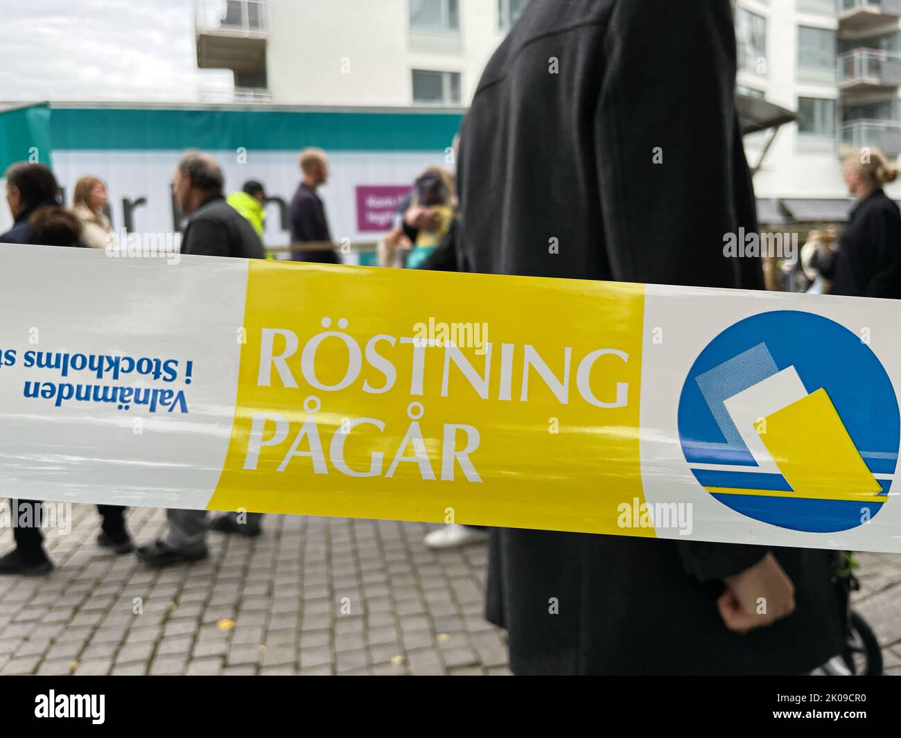 Stockholm, Sweden - Sept 10 2022: Sign in Swedish with information that ...