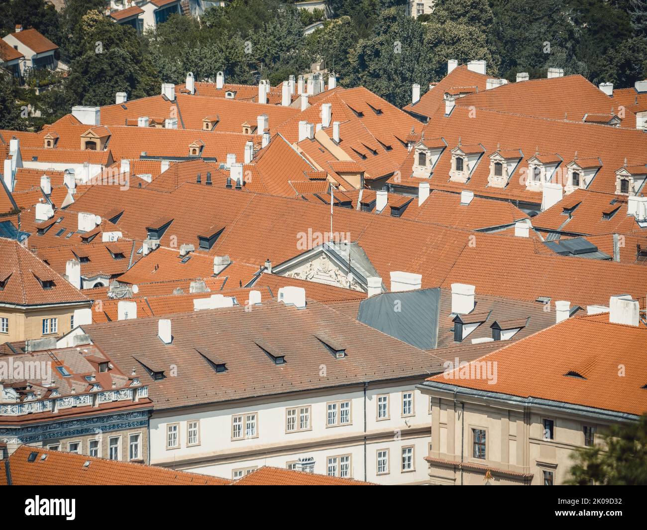 View with the red brick roofs of the old houses in the old town of ...