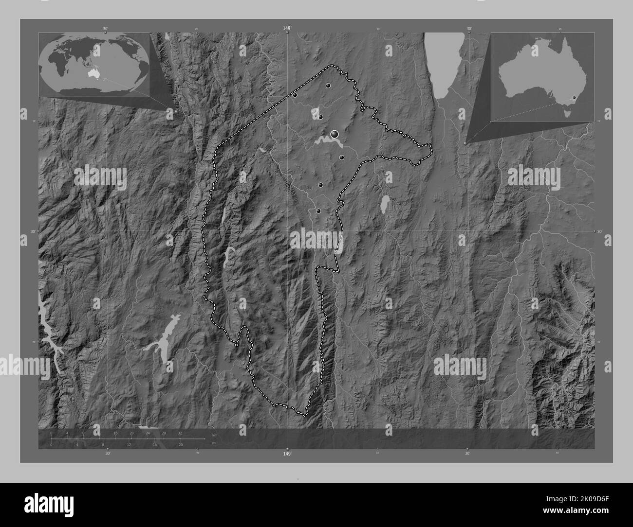 Australian Capital Territory, territory of Australia. Grayscale ...