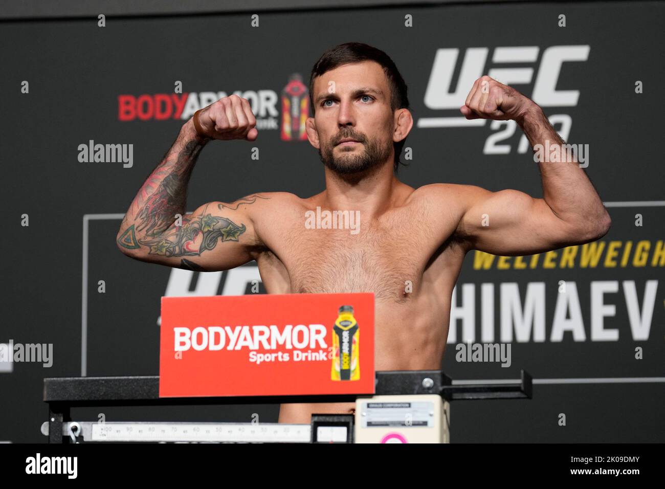 LAS VEGAS, NV - September 9: Chad Anheliger steps on the scale for the ...