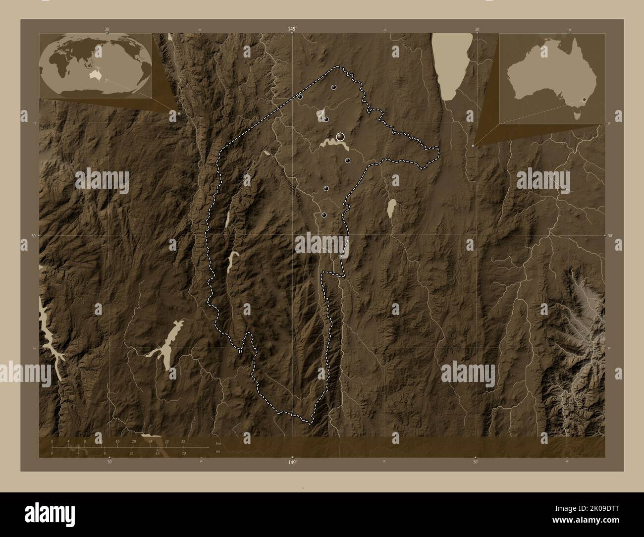 Australian Capital Territory, territory of Australia. Elevation map ...