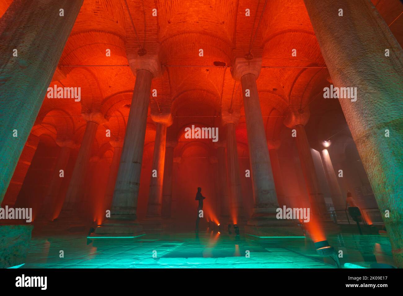 Basilica Cistern in Istanbul. Travel to Turkey background photo. Noise and grain included ...