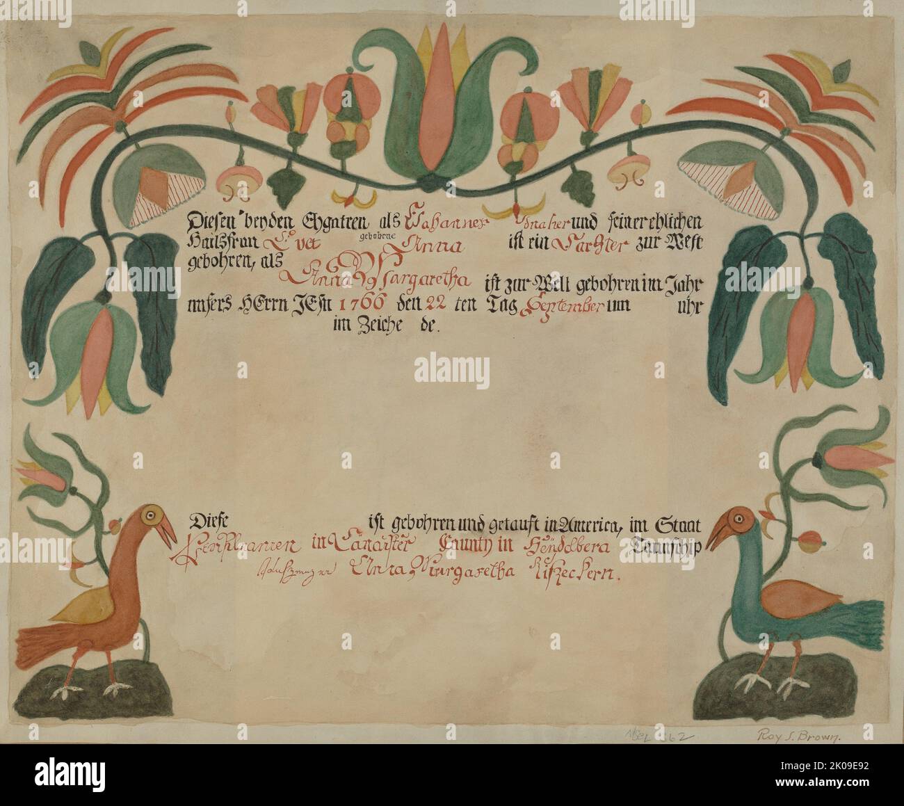 Pennsylvania dutch birth certificate hi-res stock photography and ...