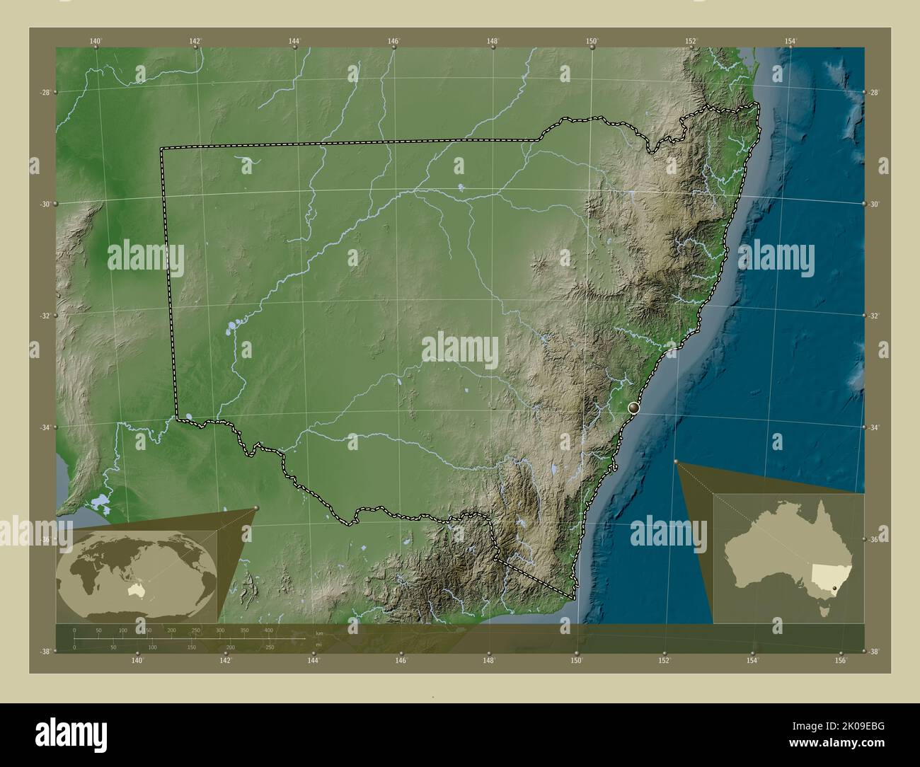New South Wales, state of Australia. Elevation map colored in wiki ...