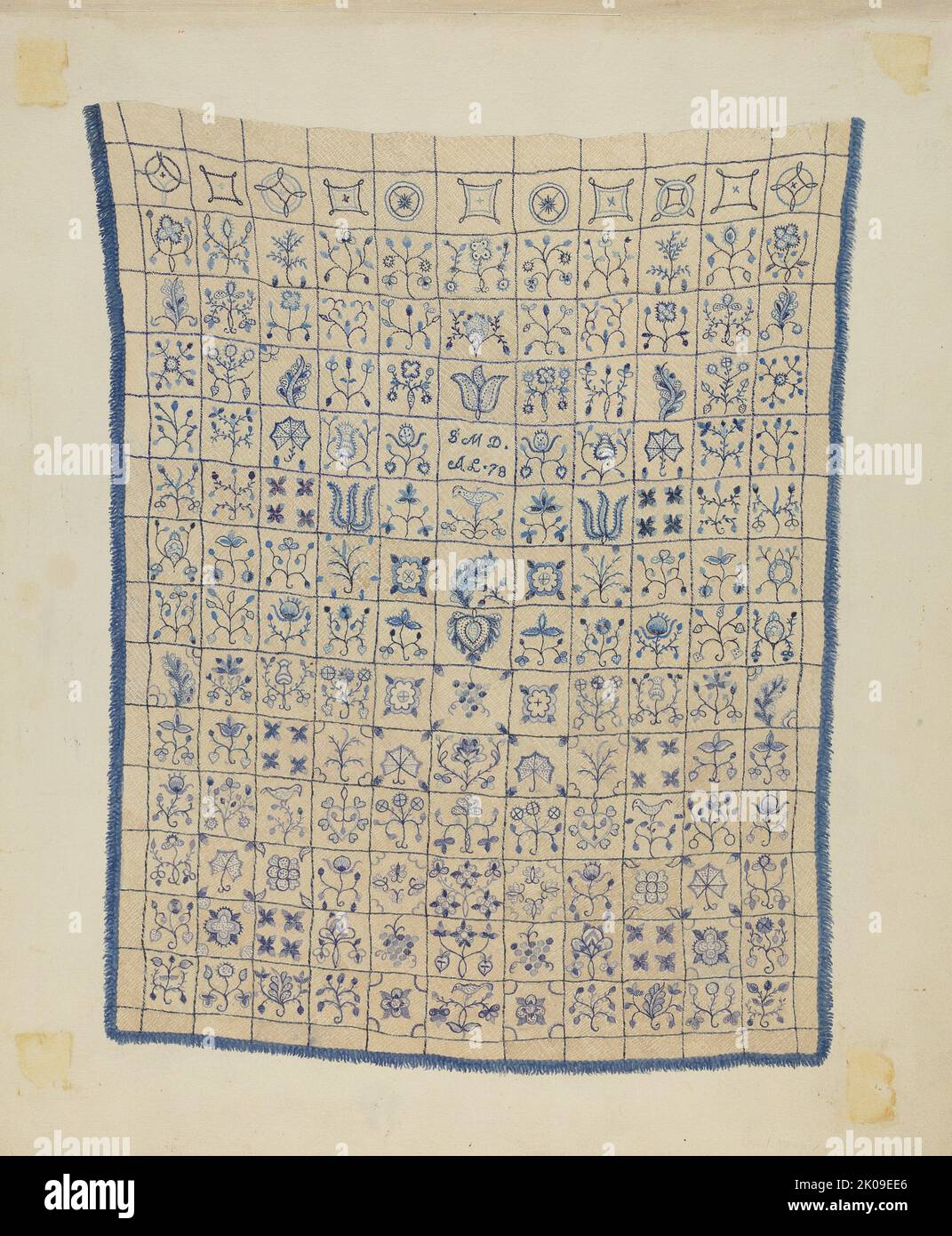 Embroidered Coverlet, c. 1936 Stock Photo - Alamy