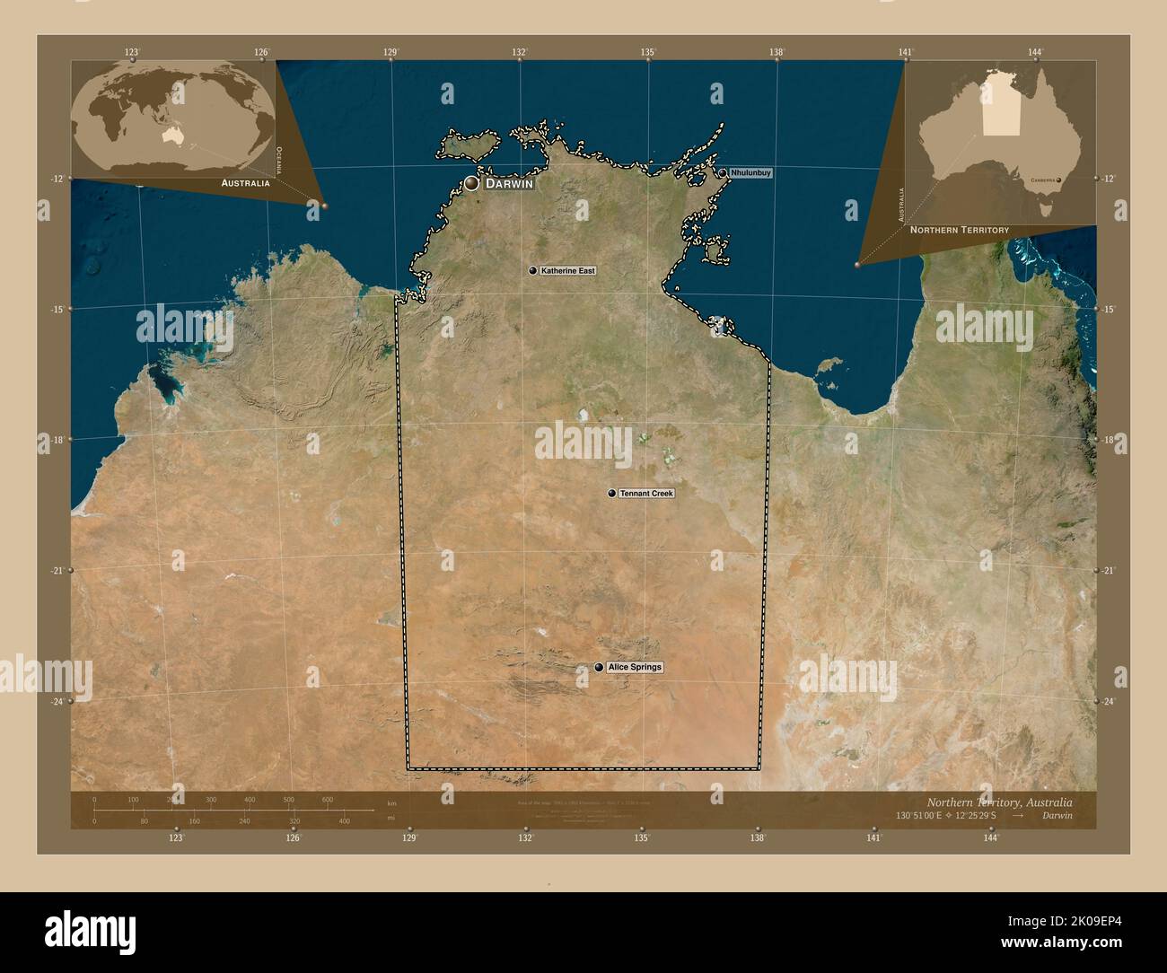 Northern Territory, territory of Australia. Low resolution satellite ...