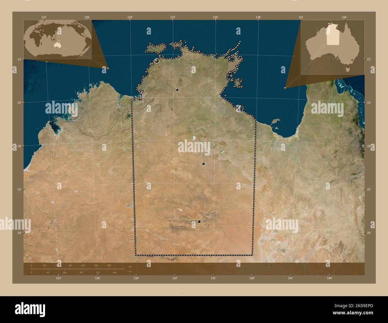 Northern Territory, territory of Australia. Low resolution satellite ...