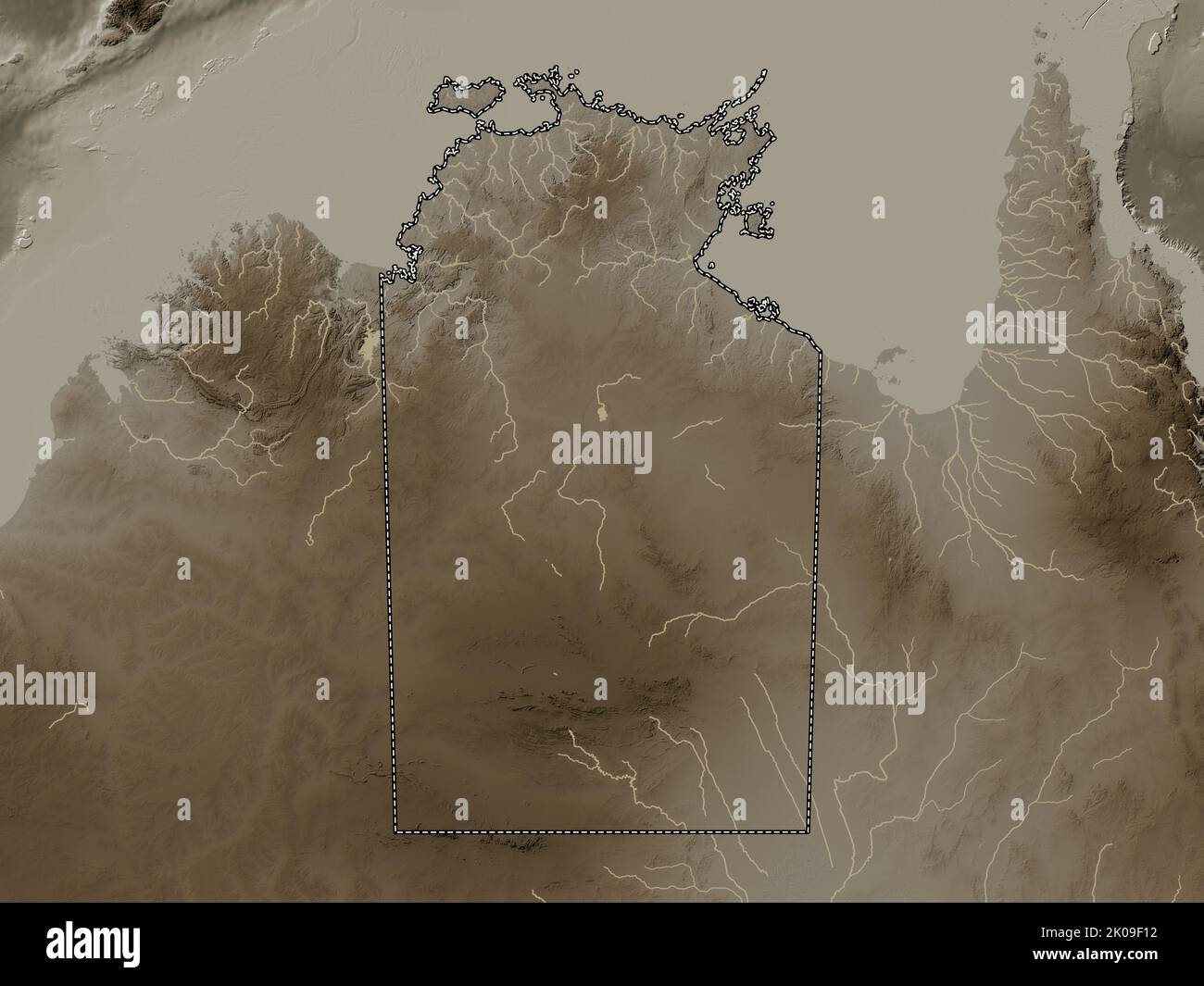 Northern Territory, territory of Australia. Elevation map colored in ...