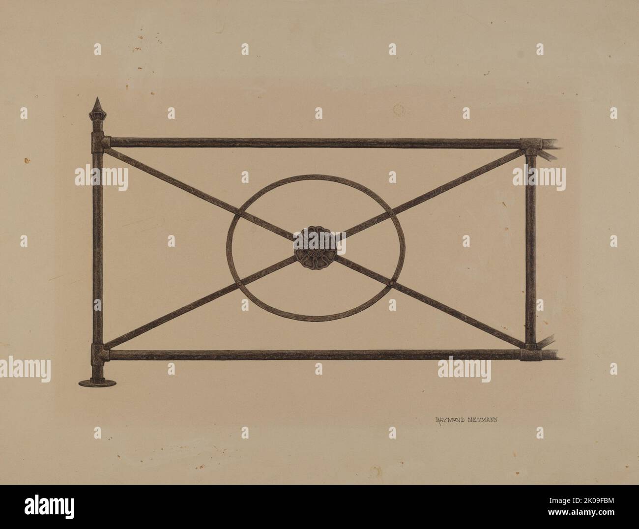 Balcony Railing with Cast Rosette, c. 1940 Stock Photo - Alamy