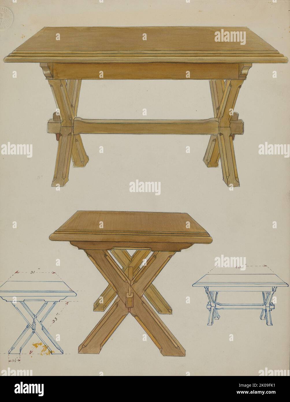 Pa. German Trestle Table, c. 1936 Stock Photo - Alamy