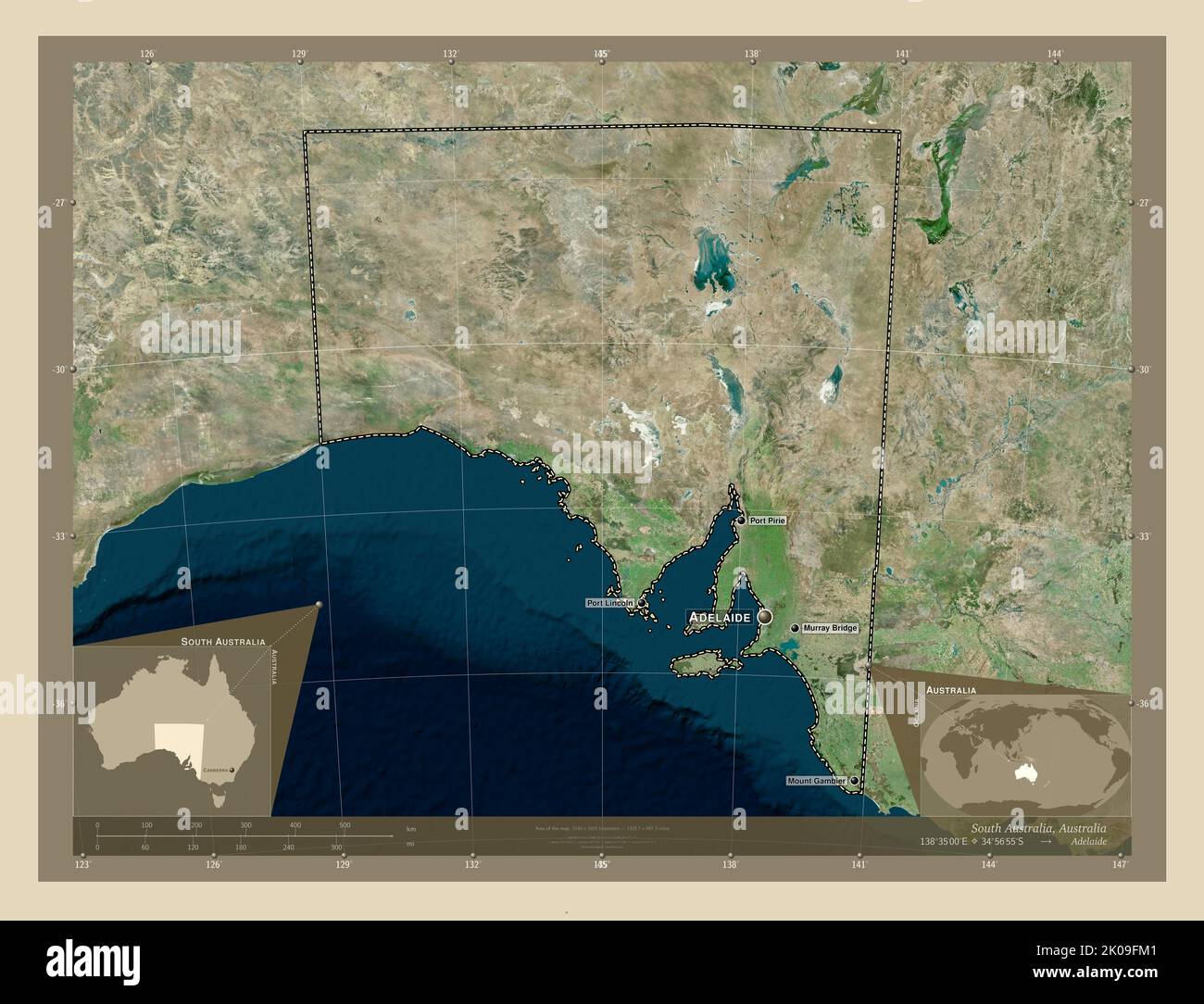 South Australia, state of Australia. High resolution satellite map ...
