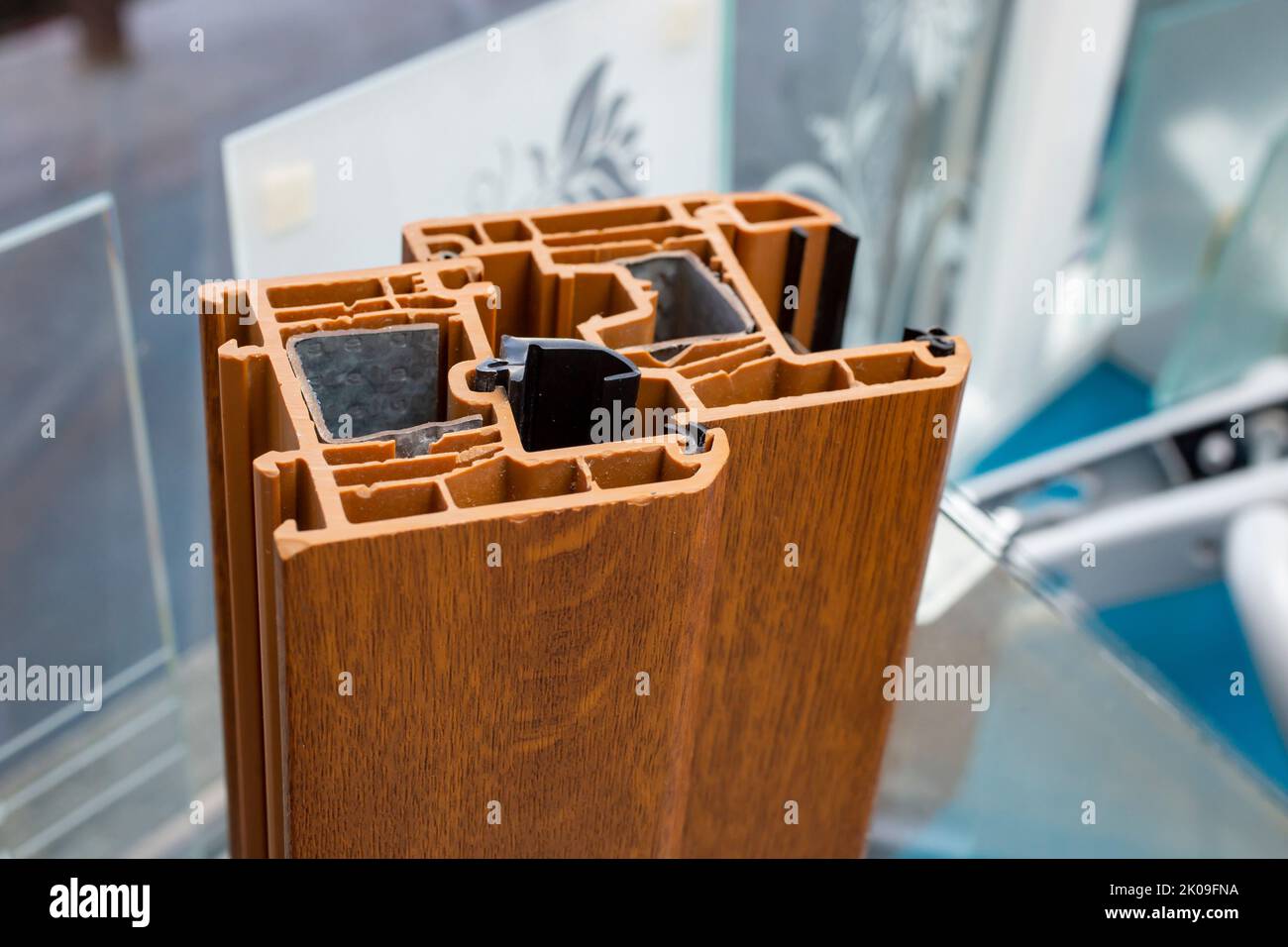Brown Pvc window cross section, close up side view Stock Photo - Alamy
