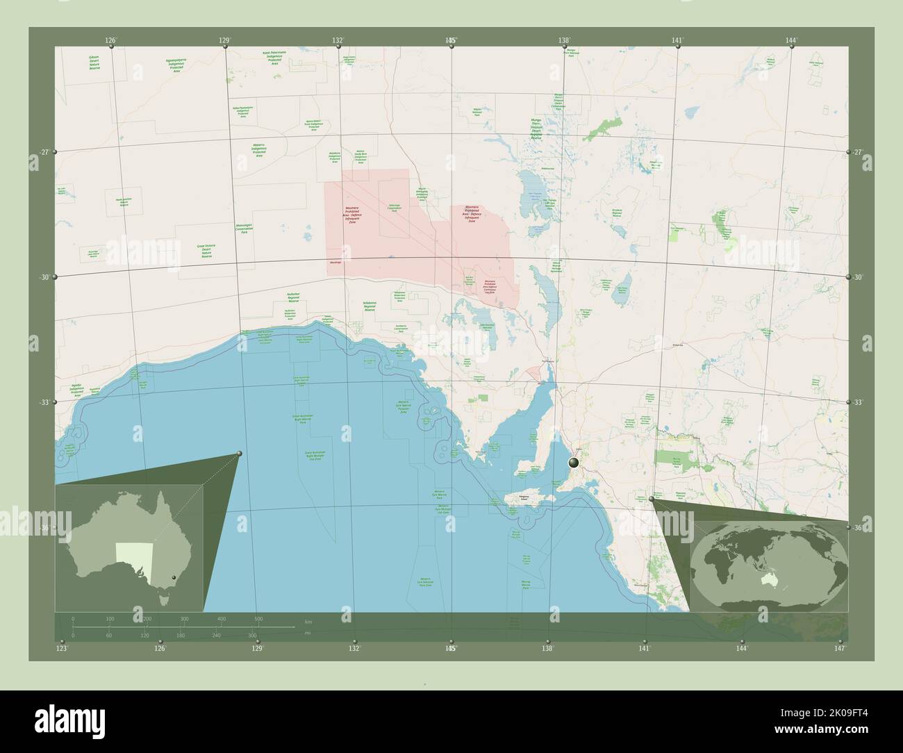 South Australia, state of Australia. Open Street Map. Corner auxiliary ...