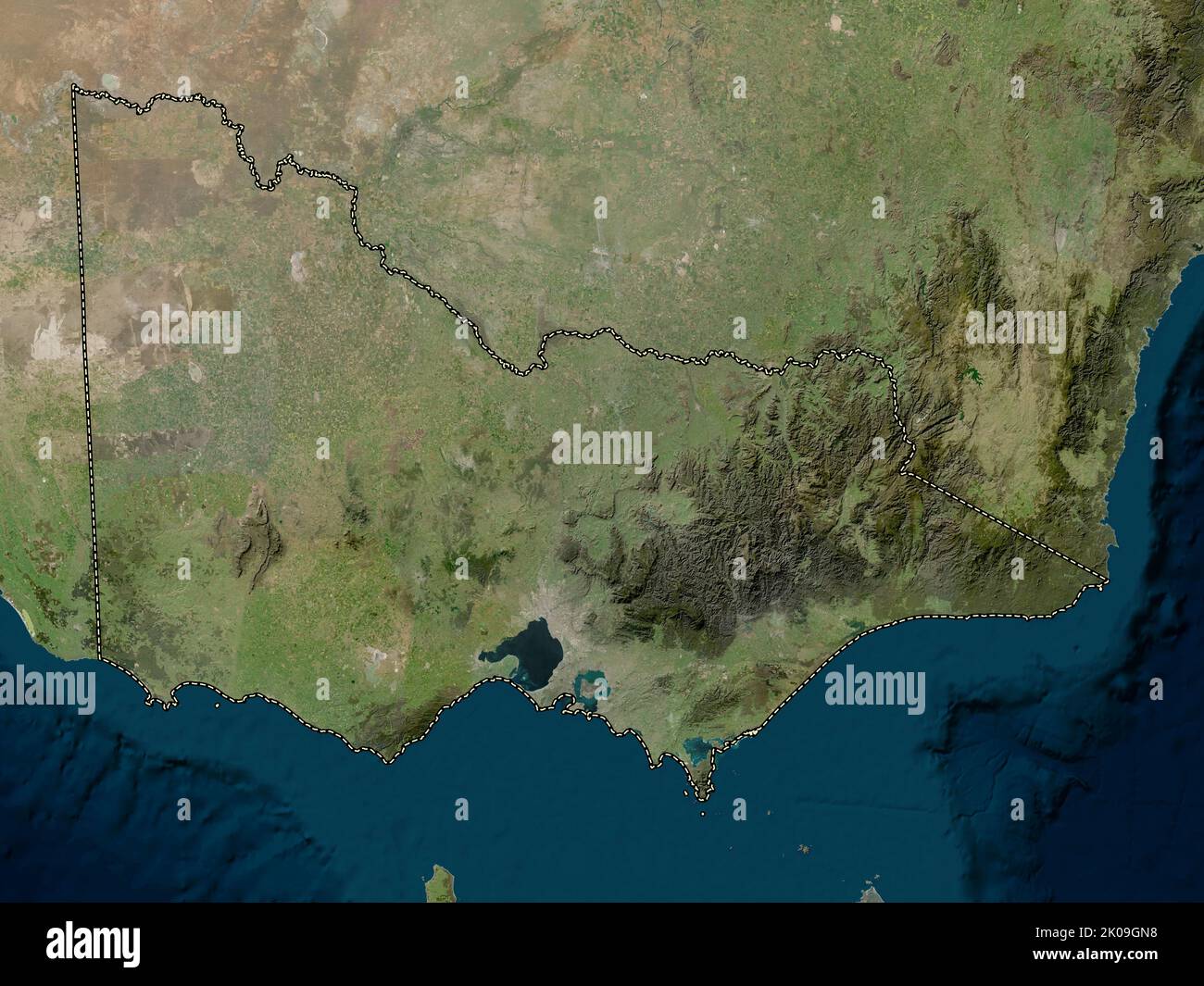 Victoria, state of Australia. Low resolution satellite map Stock Photo ...