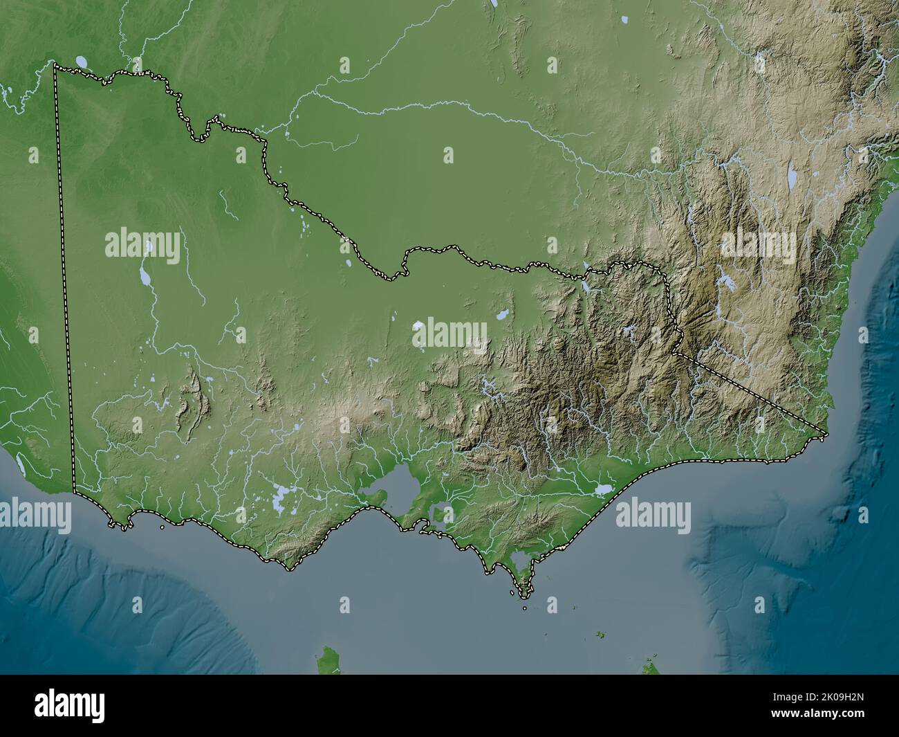Victoria, state of Australia. Elevation map colored in wiki style with ...