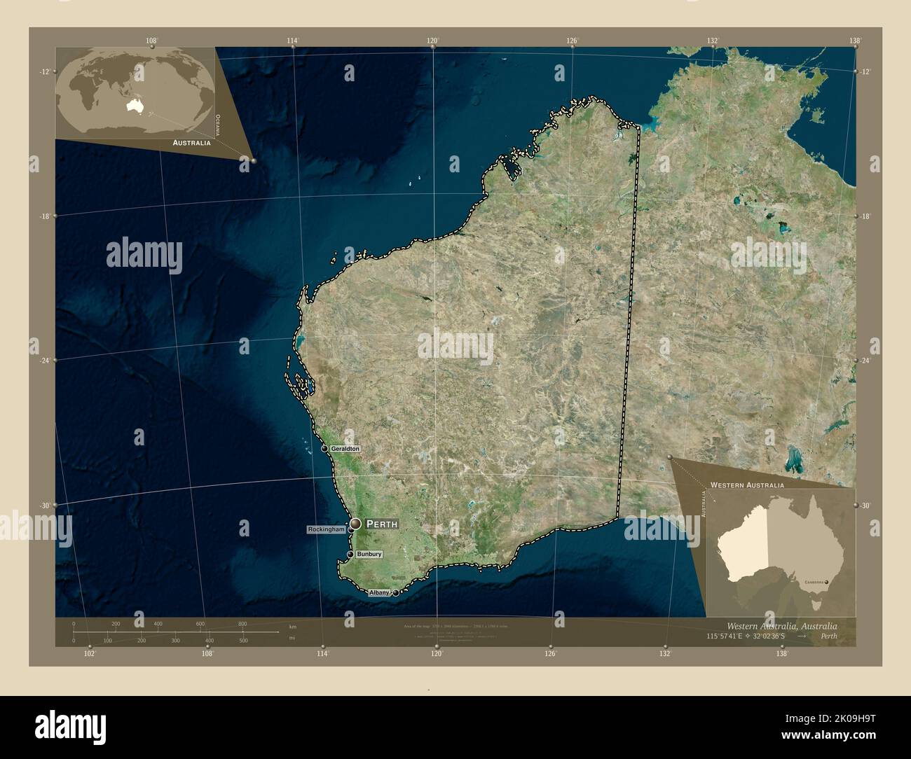 Western Australia, state of Australia. High resolution satellite map ...