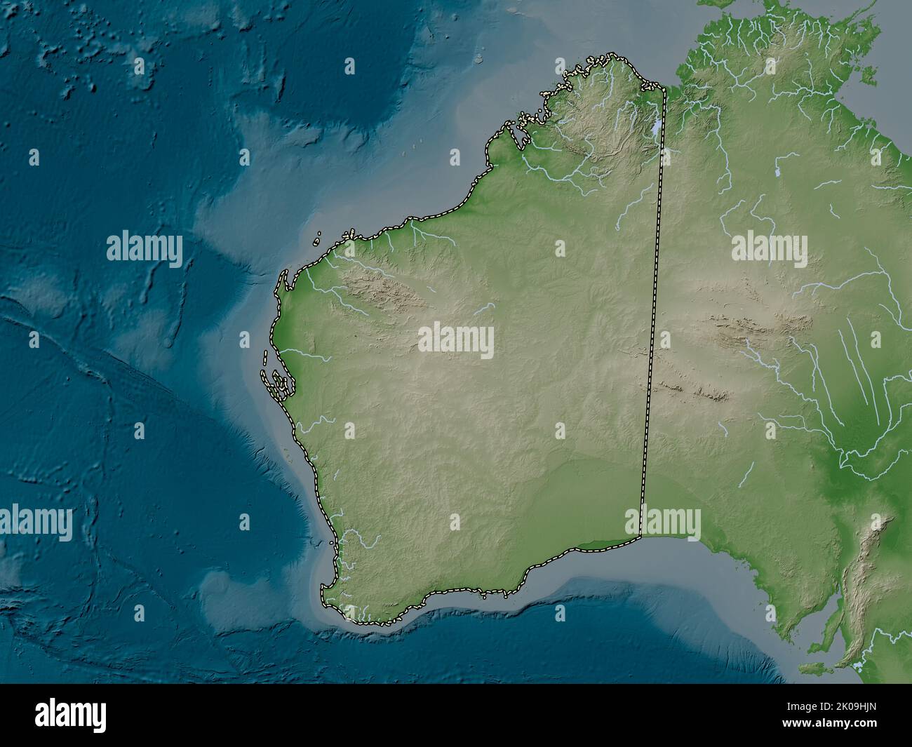 Western Australia, state of Australia. Elevation map colored in wiki ...