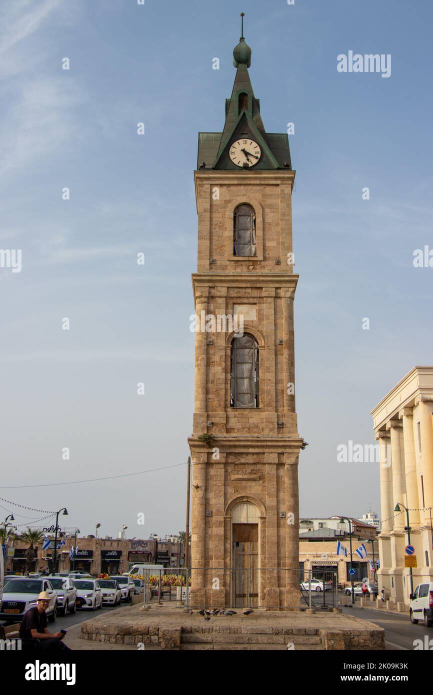 The Jaffa Clock Tower. Ottoman buildings in old Jaffa, Israel - April ...