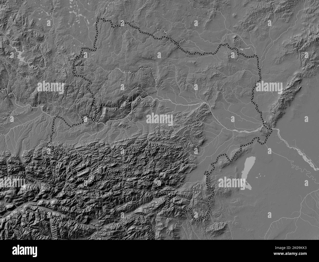 Niederosterreich, state of Austria. Bilevel elevation map with lakes ...