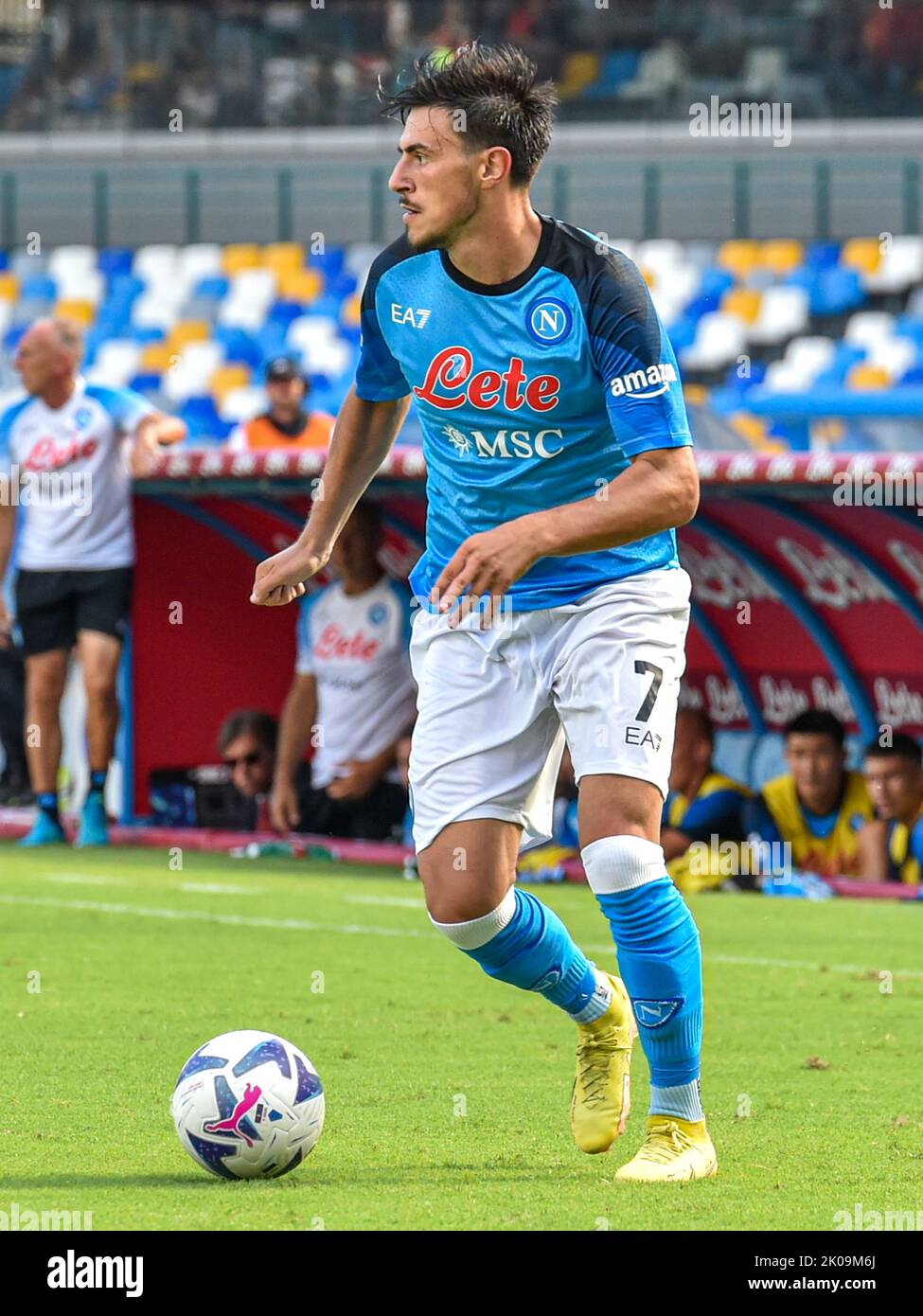 NAPLES, ITALY - SEPTEMBER 10: Eljif Elmas of Napoli during the Italian ...