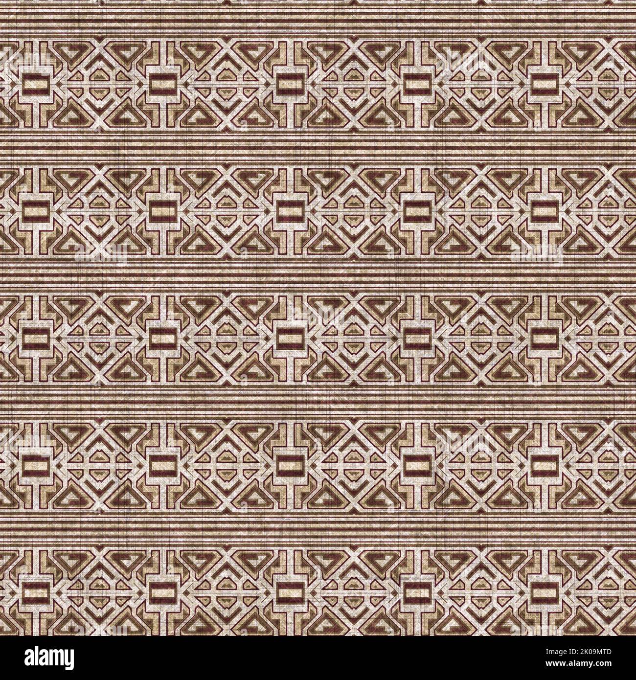 Sepia brown geometric canvas effect seamless texture. Material geo ...