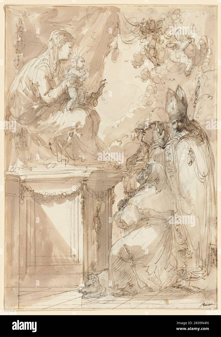 The Virgin and Child Enthroned, Adored by Saints, 1790s Stock Photo - Alamy