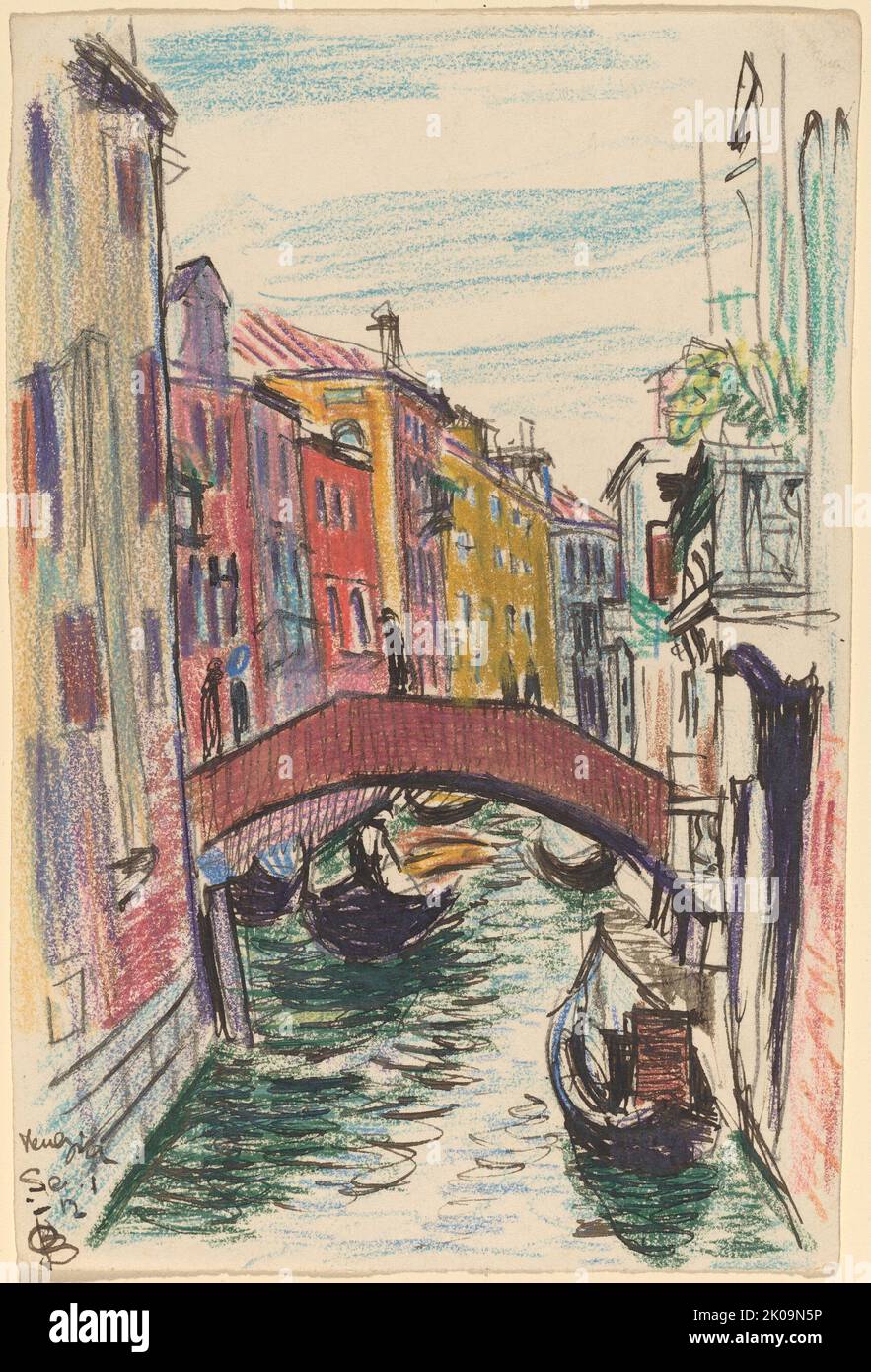 Pen and black ink and colored crayon over graphite hi-res stock ...