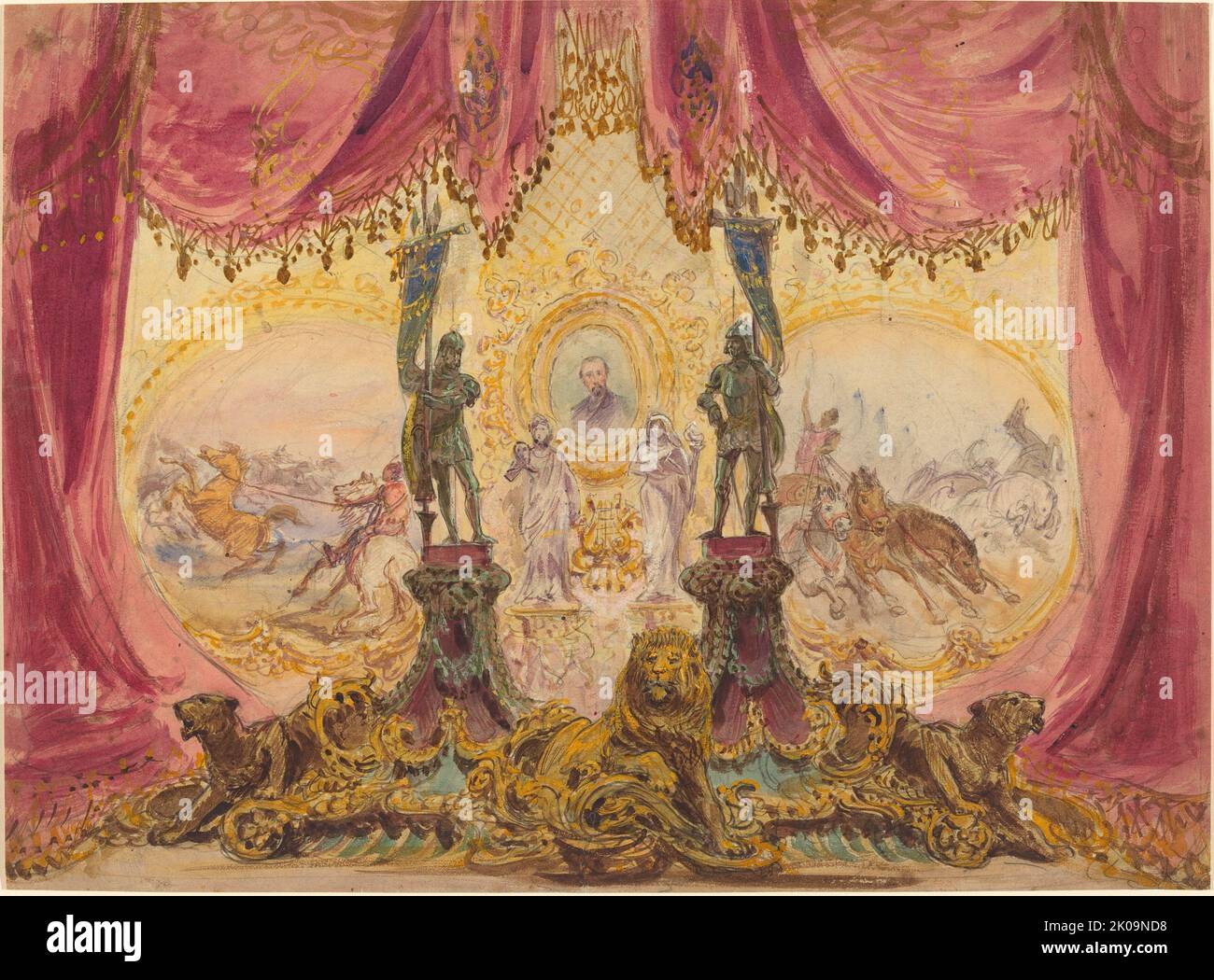 Stage Set With Paintings And Statues Stock Photo - Alamy