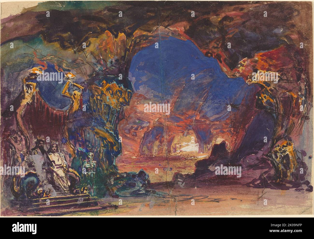 Underworld Scene with a Man and Woman Enthroned and Death Standing ...