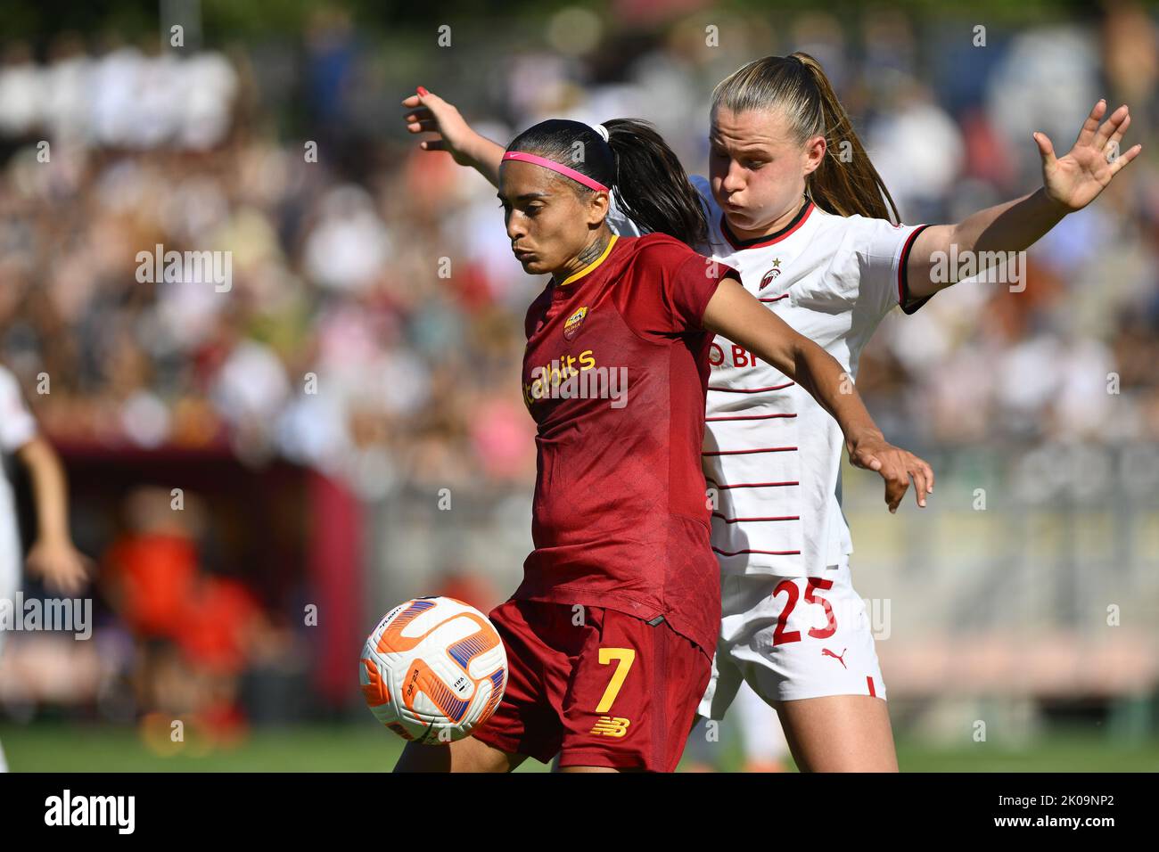 Rome, Italy. 10th Sep, 2022. Andressa Alves of AS Roma Women and Ma?gorzata "Gosia" Mesjasz of A ...