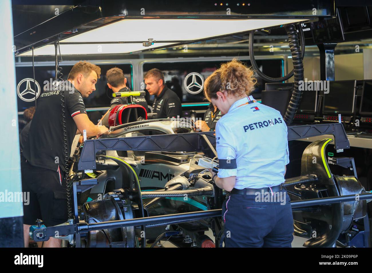mechanicals at work on the car Mercedes-AMG Petronas F1 Team Stock ...