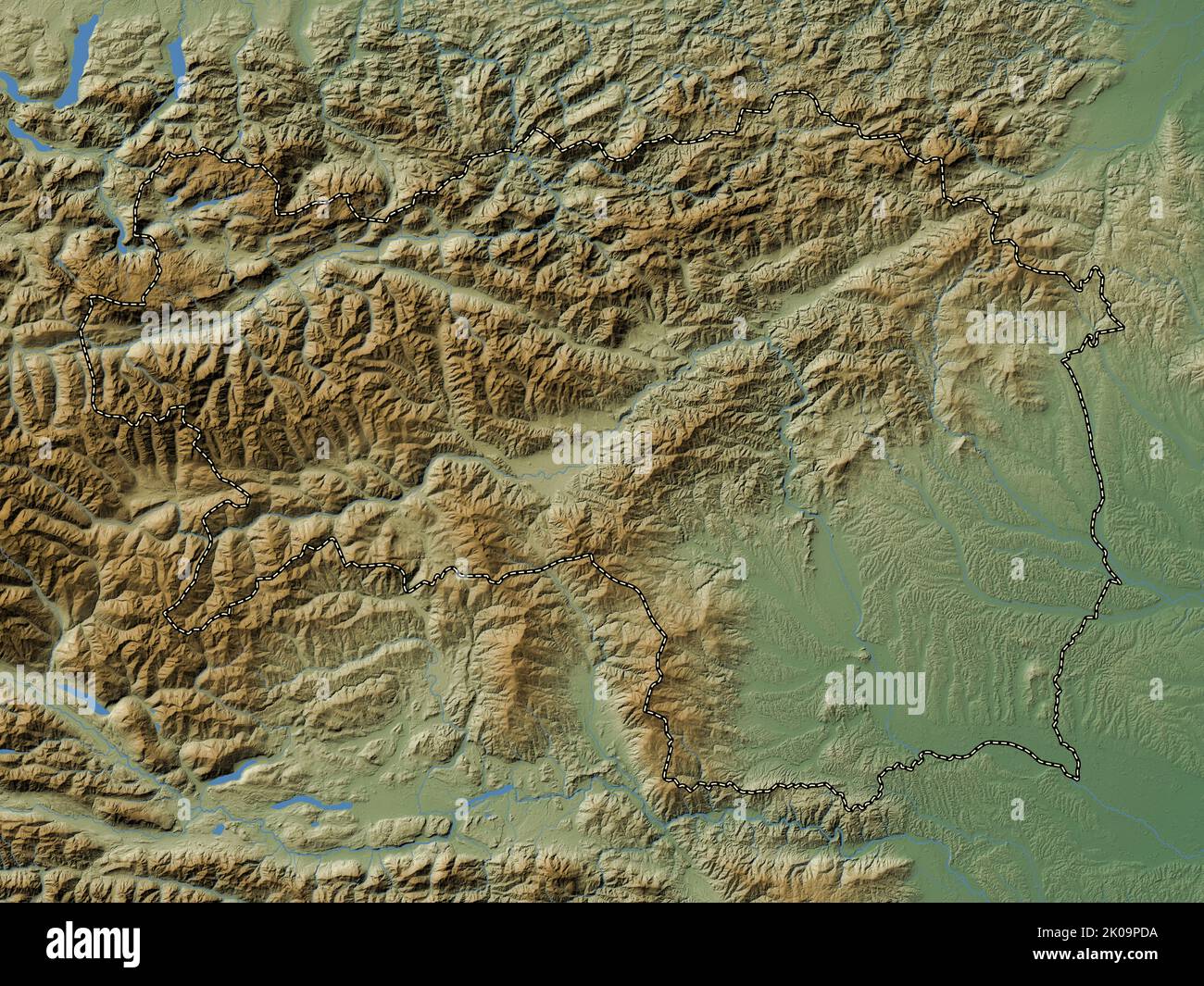 Steiermark, state of Austria. Colored elevation map with lakes and rivers Stock Photo - Alamy