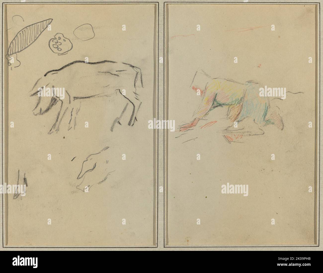 A Pig; Breton Peasant Kneeling [verso], 1884-1888 Stock Photo - Alamy