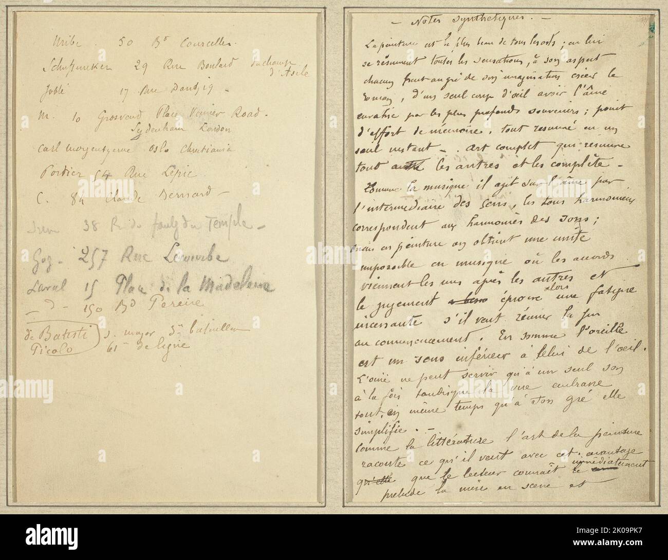 Address List; Manuscript Page [recto], 1884-1888 Stock Photo - Alamy