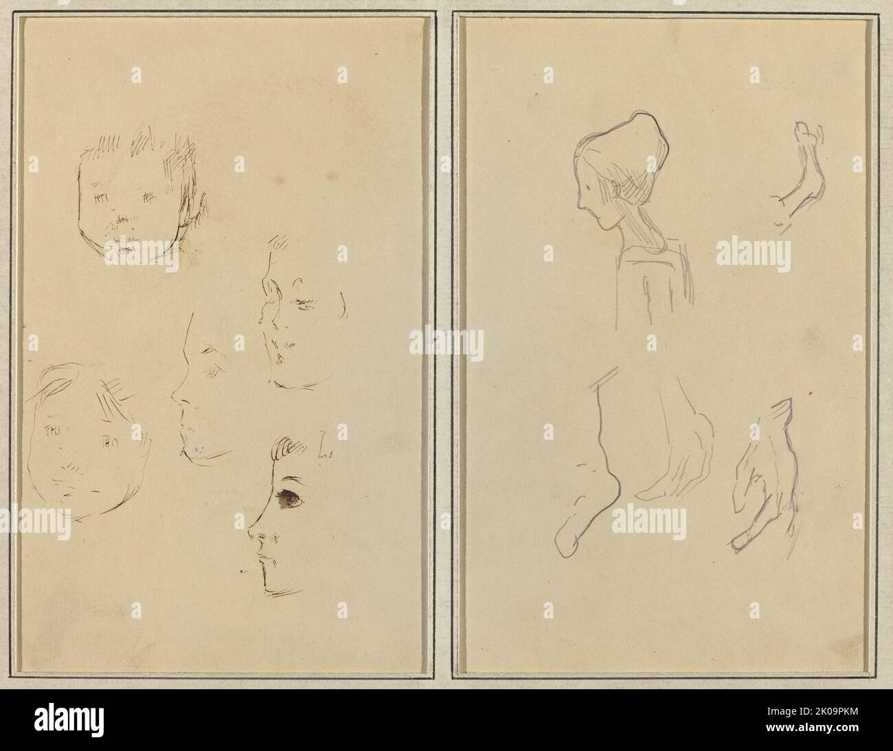 Five Studies of Heads; A Boy in Profile with Studies of Hands and Feet ...