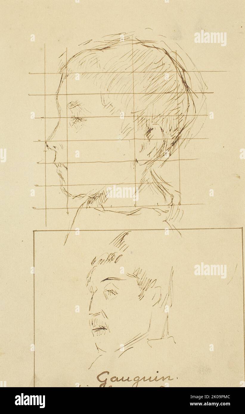 Heads of a Boy and a Man (Self-Portrait?) [verso], 1884-1888 Stock ...
