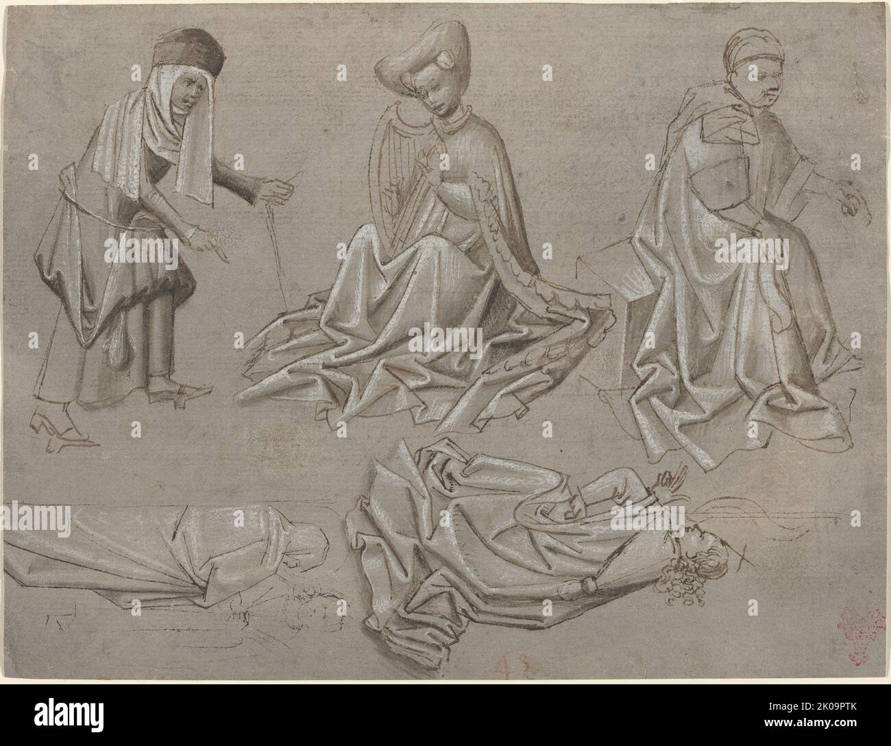 Studies for Six Figures (sheet from a model book) [recto], c. 1450/1460 ...