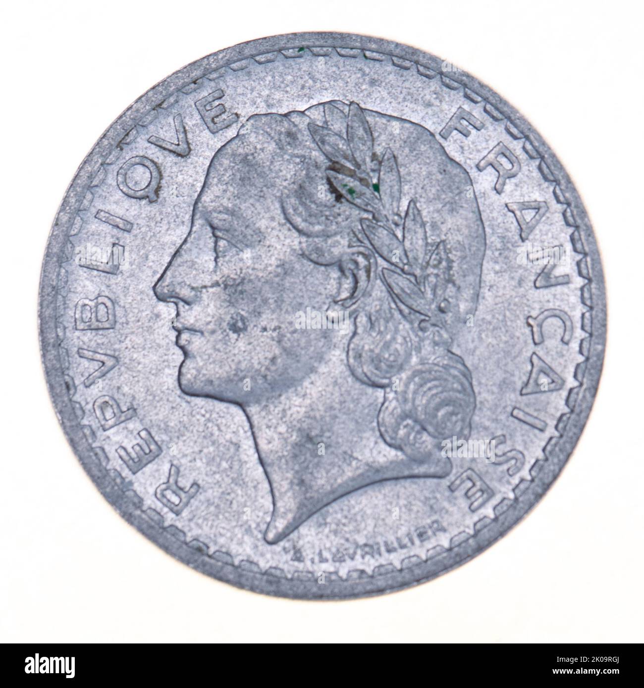 Five Francs Coin French Vintage Stock Photo - Alamy