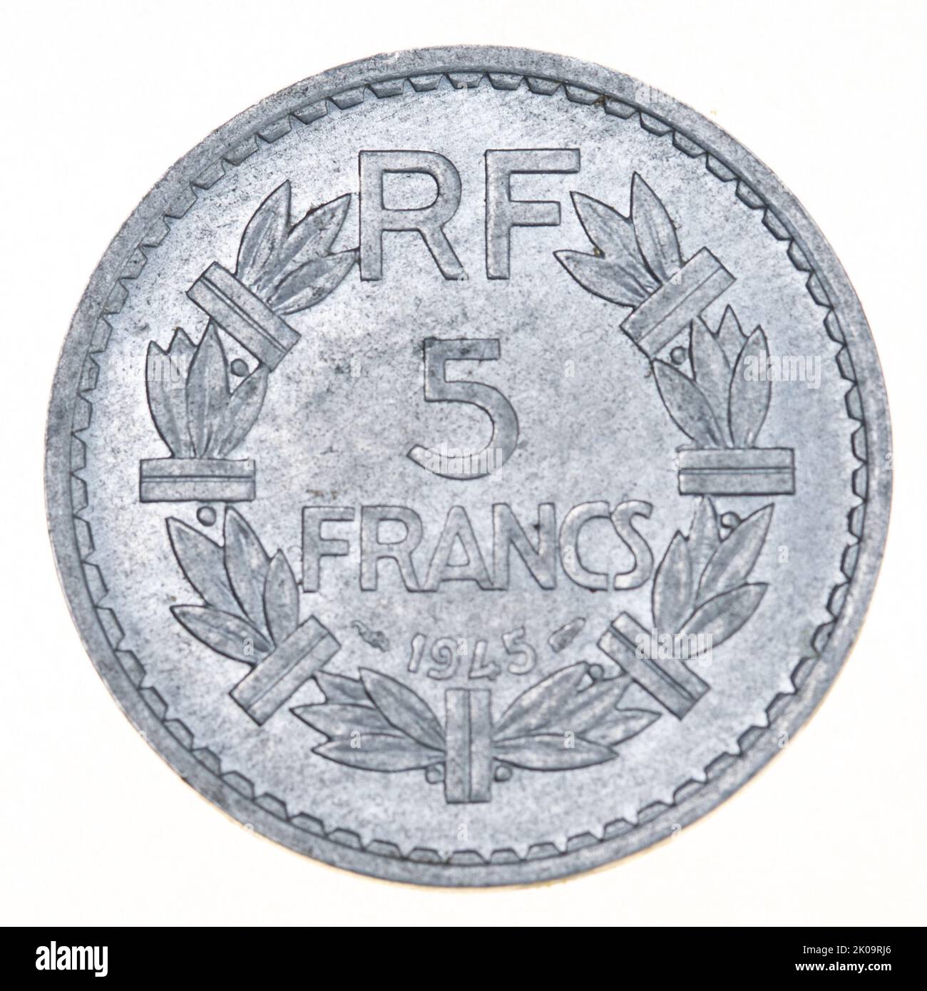Five Francs Coin French Reverse Vintage Stock Photo - Alamy