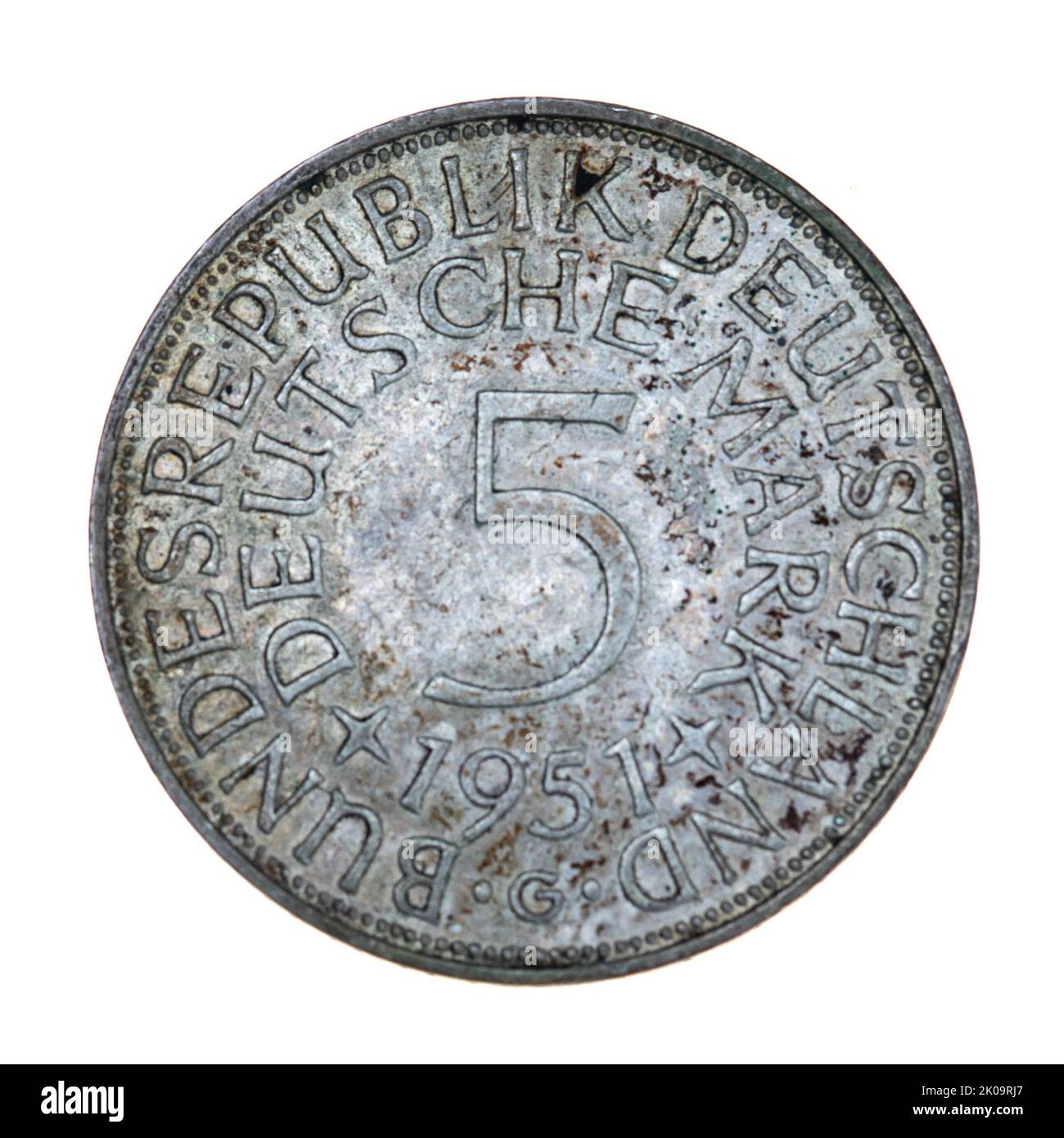 Germany 1951 Silver Coin 5 Marks Stock Photo - Alamy