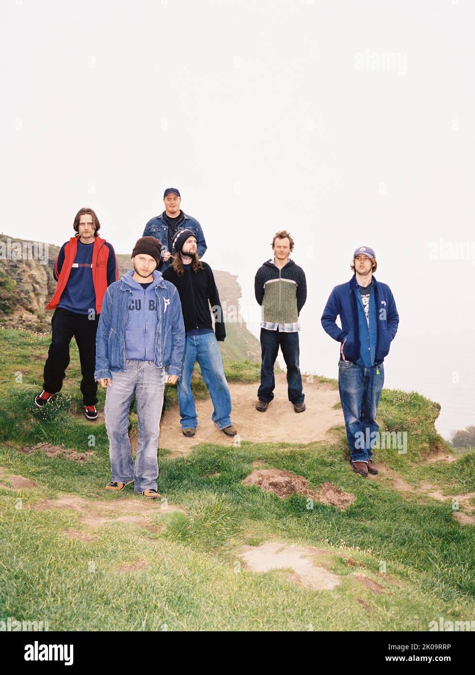 The Bees band, Photographed at Afton Down on the site of the 1970 Isle ...