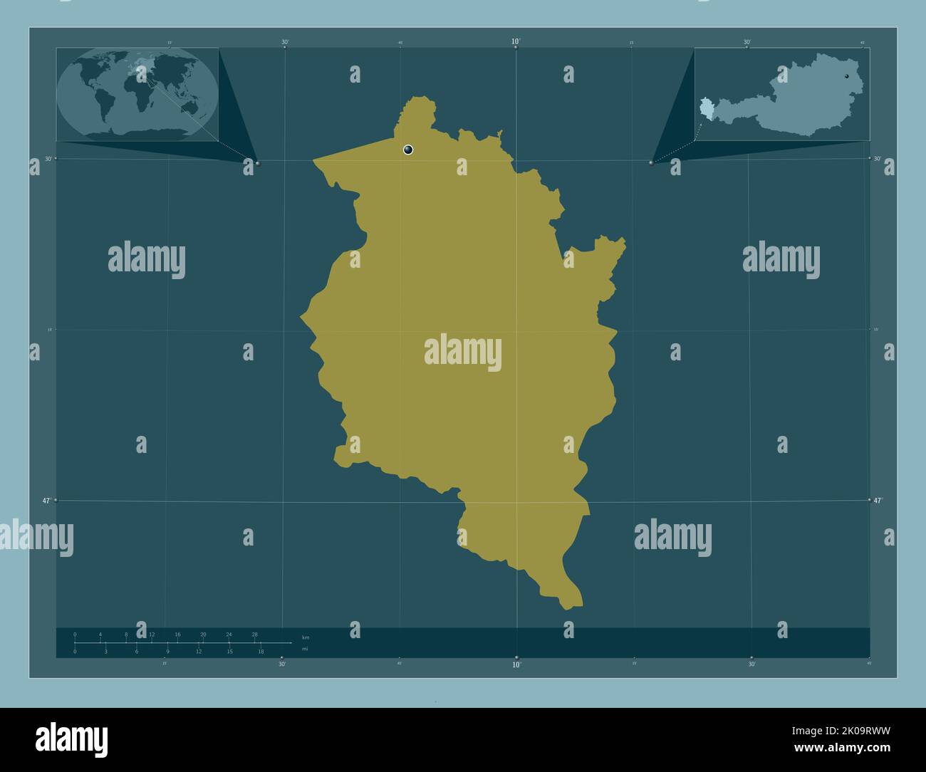 Vorarlberg, state of Austria. Solid color shape. Corner auxiliary location maps Stock Photo - Alamy