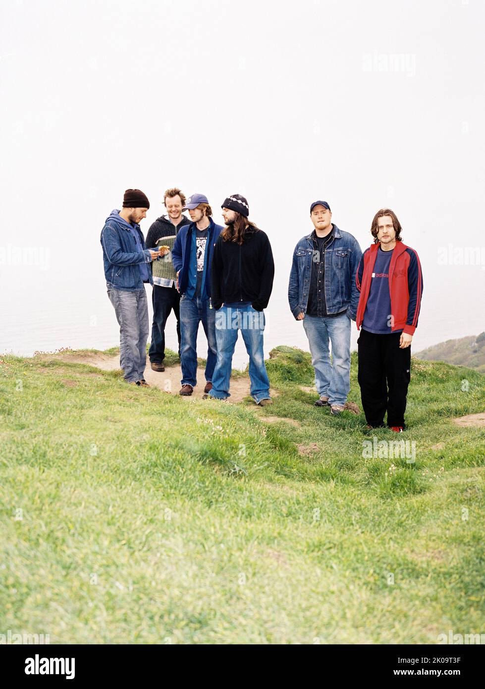 The Bees band, Photographed at Afton Down on the site of the 1970 Isle ...