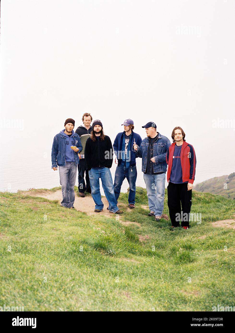 The Bees band, Photographed at Afton Down on the site of the 1970 Isle ...