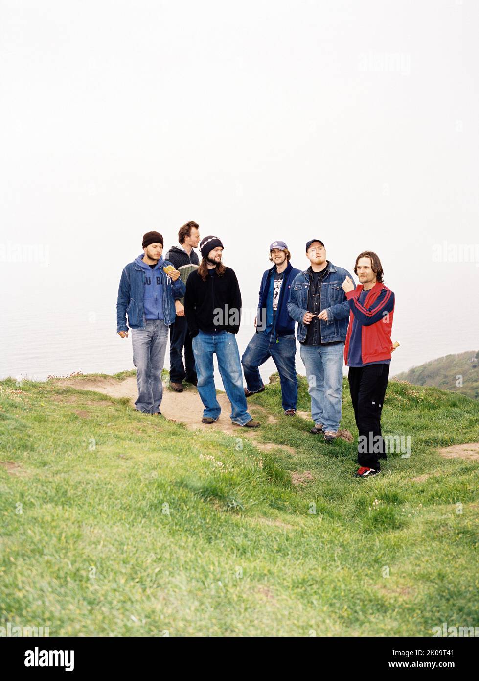 The Bees band, Photographed at Afton Down on the site of the 1970 Isle ...