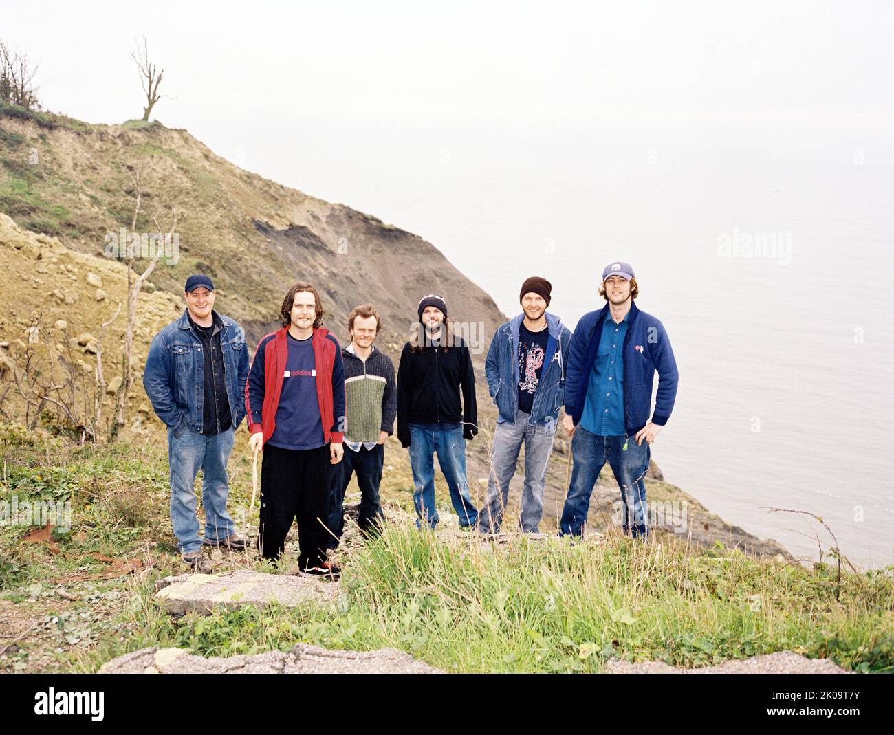 The Bees band, Photographed at Afton Down on the site of the 1970 Isle ...